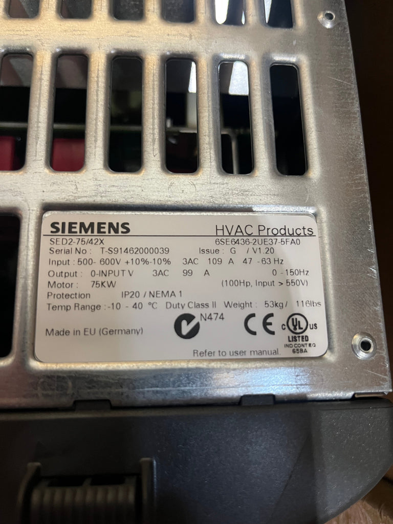 Siemens Variable Frequency Drive Model SED2 – Carremm Controls Ltd.